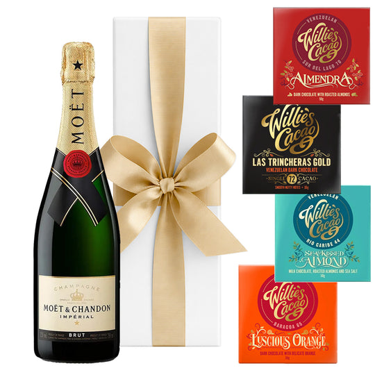 Moët Champagne & Artisan Chocolate Bars Gift – The Fulham Wine Company